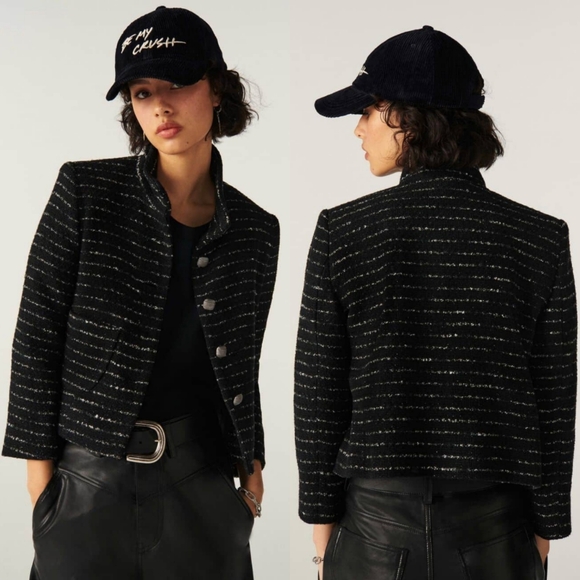 ba&sh | Jackets & Coats | Bash Lady Crop Box Jacket In Black Nwt 2 ...